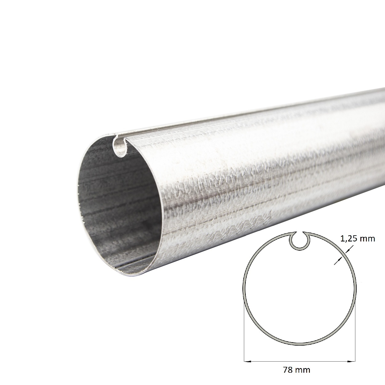 Awning shaft with cloth slot