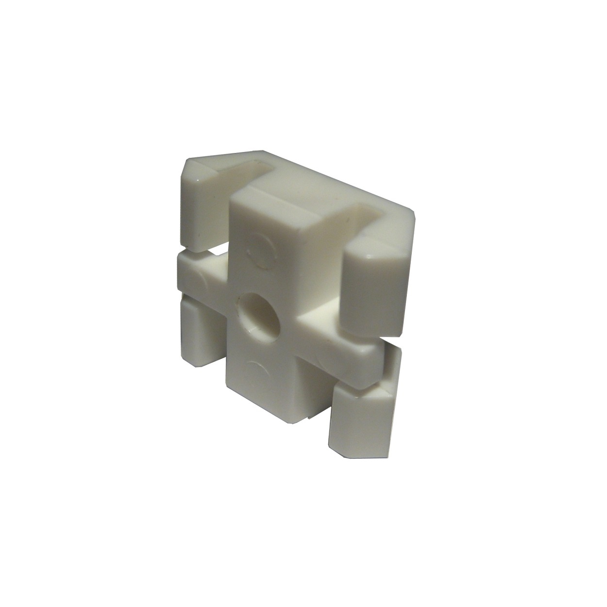 Plastic mounting block for side guides, colour white