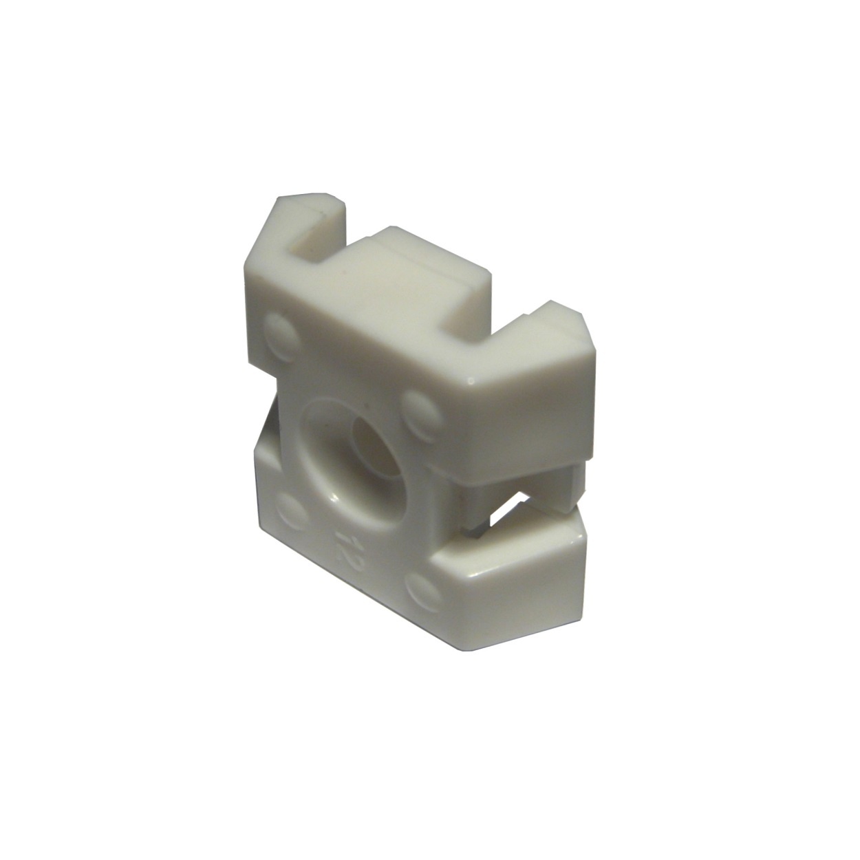 Plastic mounting block for side guides, colour white