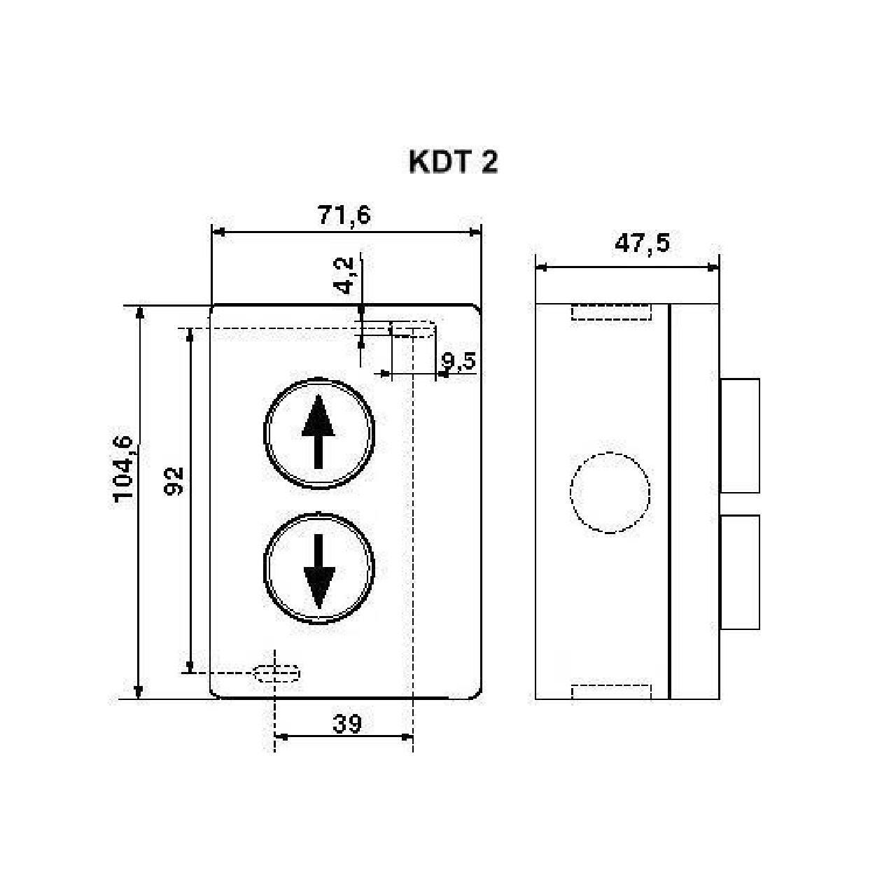 Surface-mounted pushbutton switch KDT-2 up-down IP65 - Rolluikonderdelen.nl