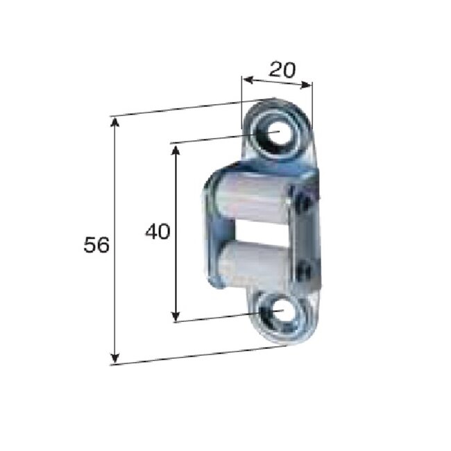 Selve tyre guide steel with white rollers - Rolluikonderdelen.nl