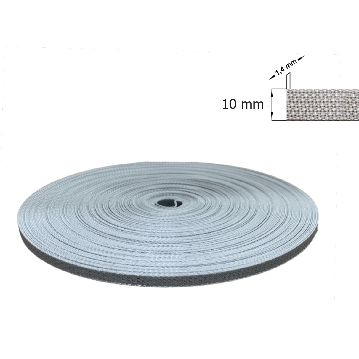Extension tape 10 mm, colour grey per metre - Rolluikonderdelen.nl