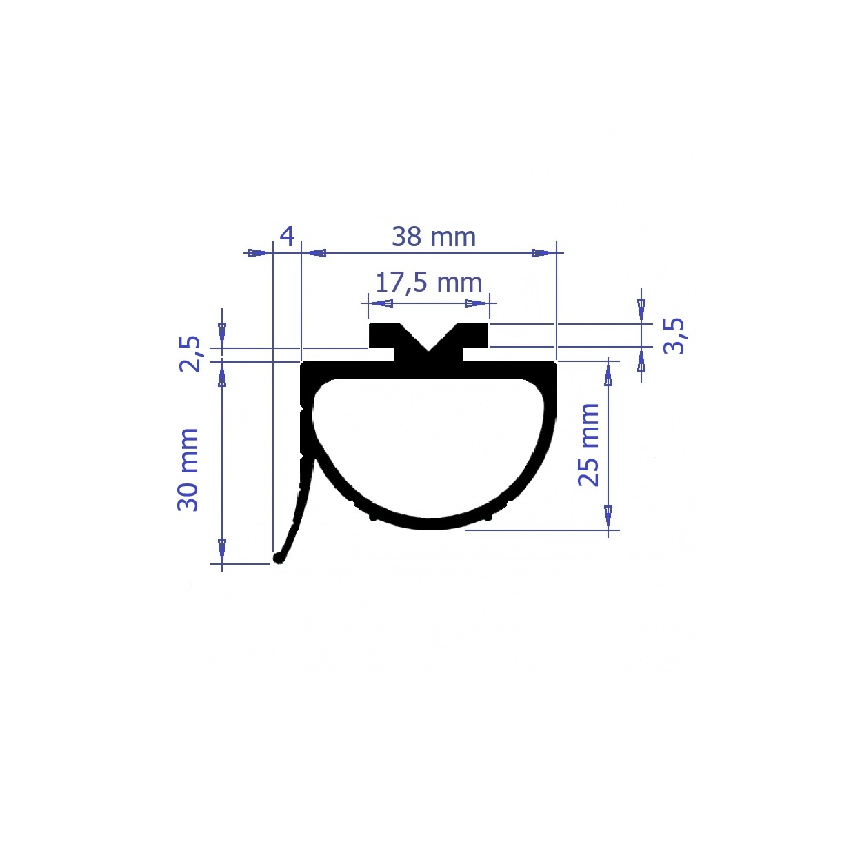 Condoor loopdeur drempel 40 mm bodemrubber - Rolluikonderdelen.nl