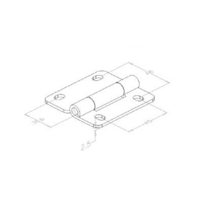 Centre hinge 66x60, standard - Rolluikonderdelen.nl