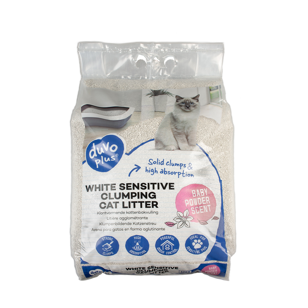 Duvo+ Kattenbakvulling White sensitive babypoeder 12KG - Junai.nl