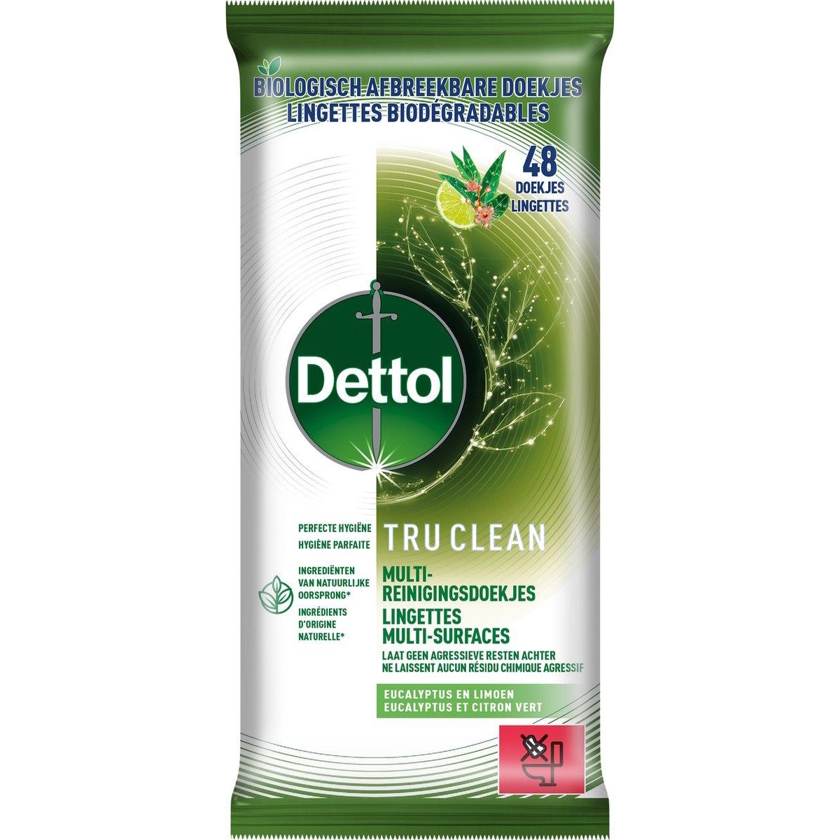 Dettol Tru Clean Eucalyptus & Lime Doekjes 48 Stuks - Junai.nl