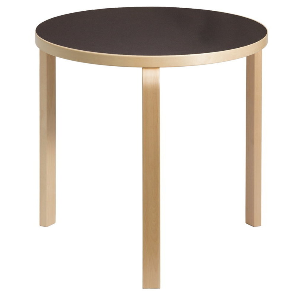 Artek Aalto Table Round 90B berken, zwart linoleum - Nordic New