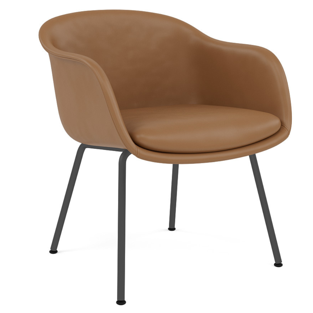 Muuto Fiber Conference Armchair cognac leather, tube base - NORDIC NEW