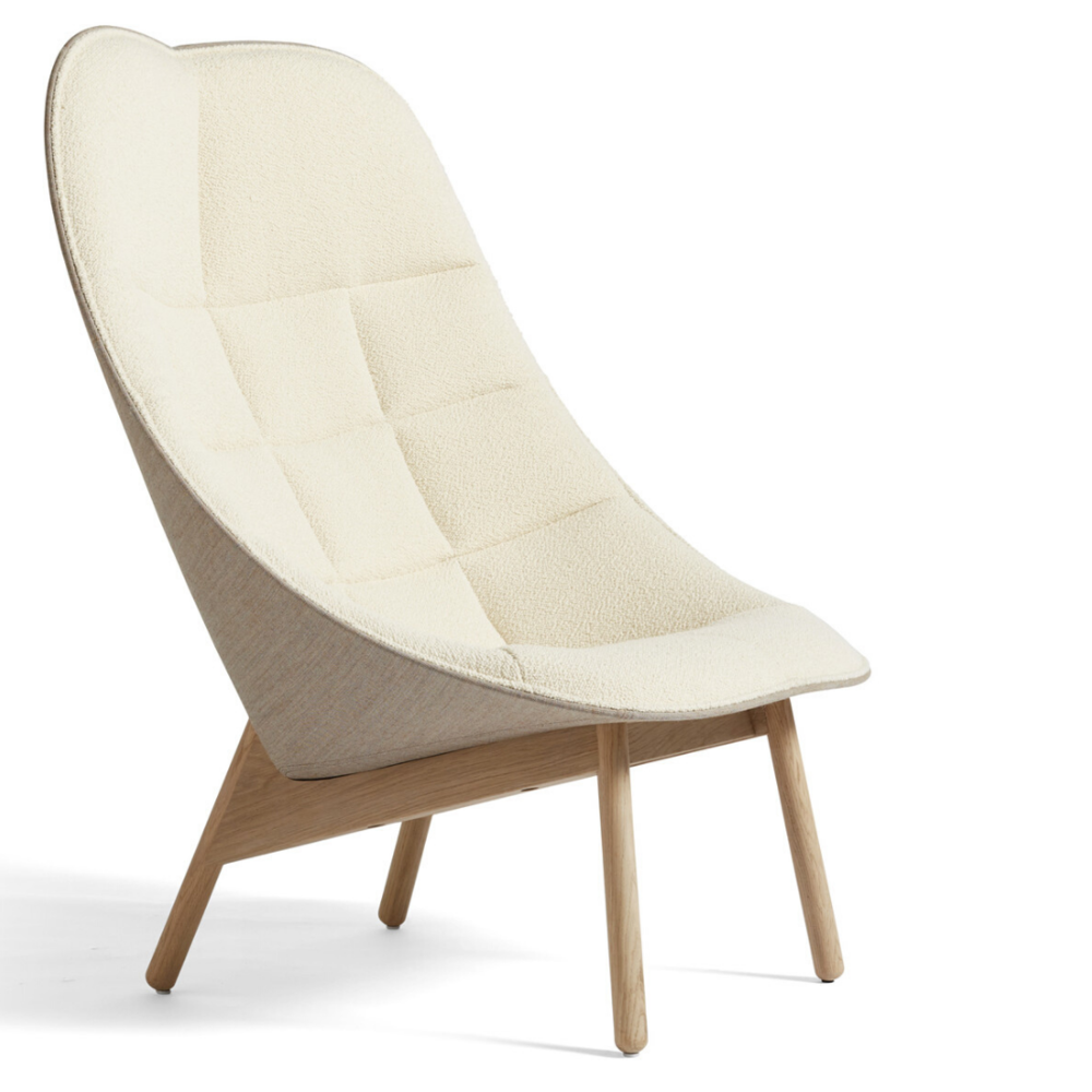 Hay - Uchiwa Quilted lounge stoel front Flamiber Cream, Canvas 244 san ...