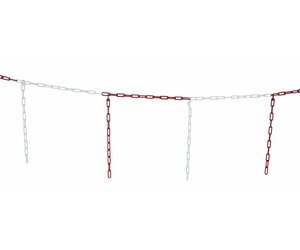 Red-white chain barrier 10 m x Ø 6 mm with pieces of chain - Traffimex