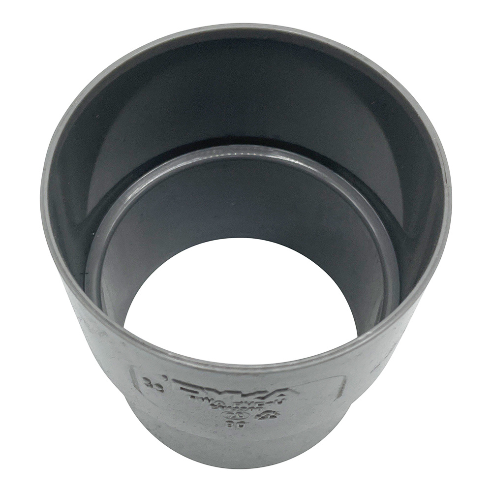 Verbindingsmof PVC 80mm, mof/spie verjongd, RAL7037 - Dakgootwinkel.nl