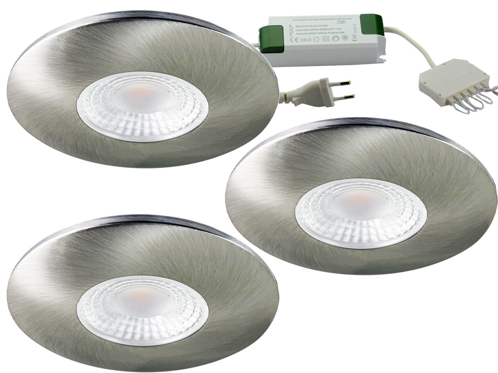 Set van 3 Cabinet Led Inbouwspots warm wit, in rvs kleur IP44 , dimbaar ...