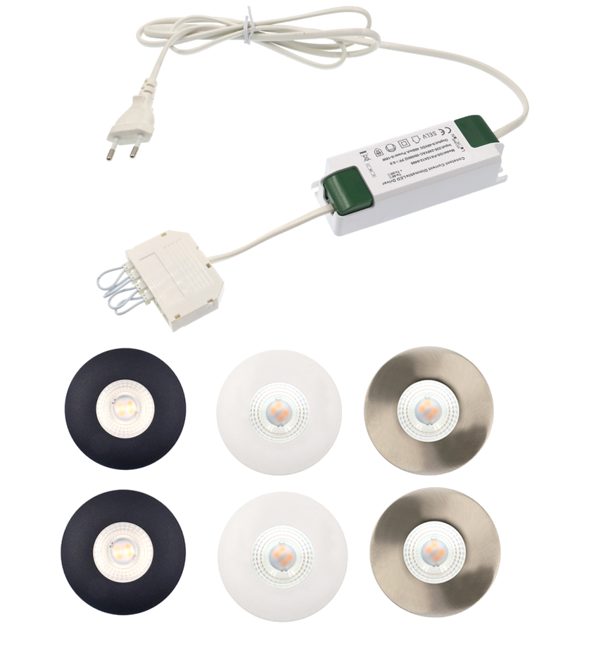Set van 4 Cabinet Led Inbouwspots warm wit, in rvs kleur IP44 ...