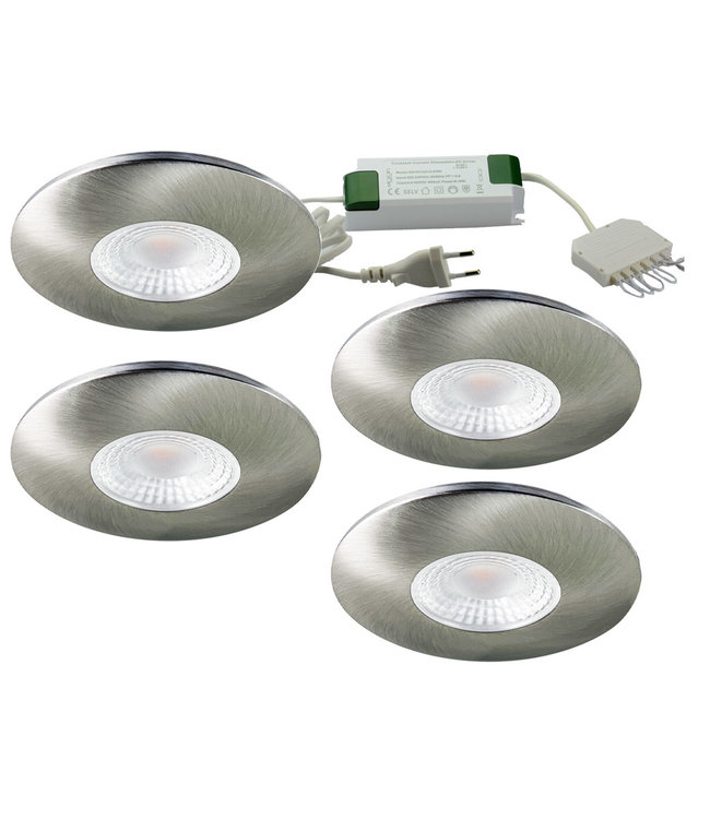 Set van 4 Cabinet Led Inbouwspots warm wit, in rvs kleur IP44 ...
