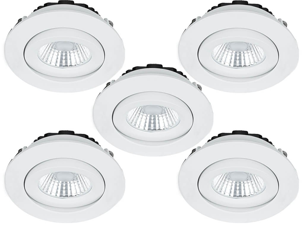 Set van 5 Inbouw Ledspot Praag WIT, 5 Watt, Dimbaar Warm Wit, IP44 ...
