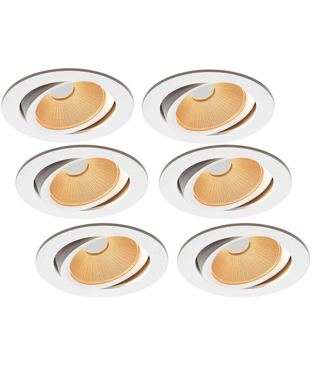 Set van 6 Witte Inbouw Ledspot Oslo, 6 Watt, Dim to Warm Wit IP44 ...