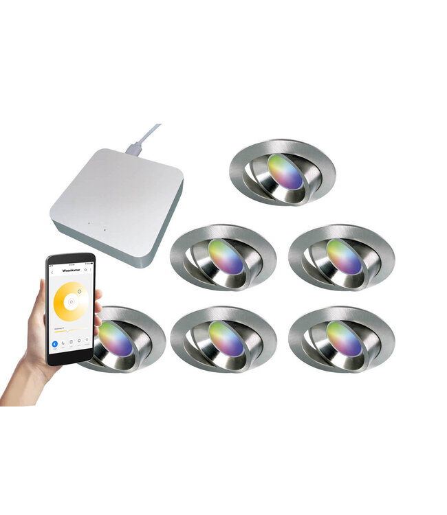 Starterset Smartverlichting : 6 stuks Kleuren inbouw spots met Bridge ...