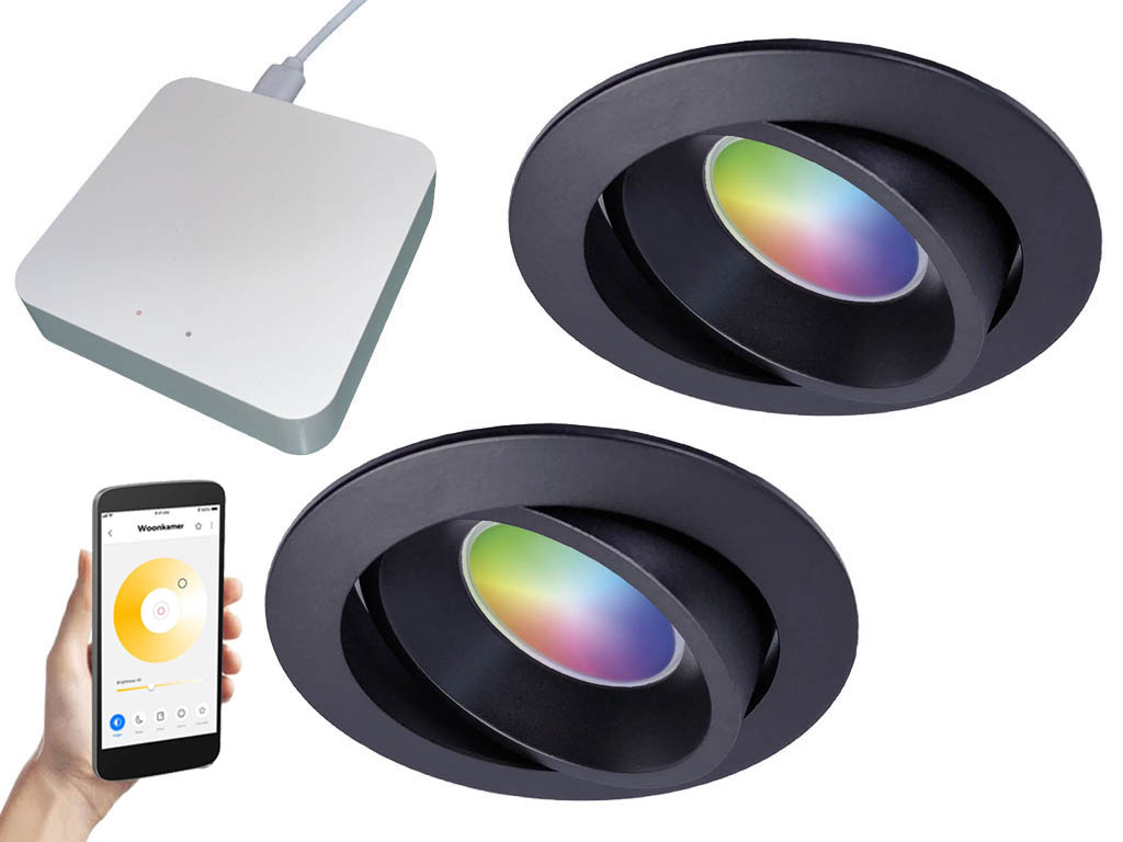 Starterset Smartverlichting : Kleuren inbouw spots met Bridge ...