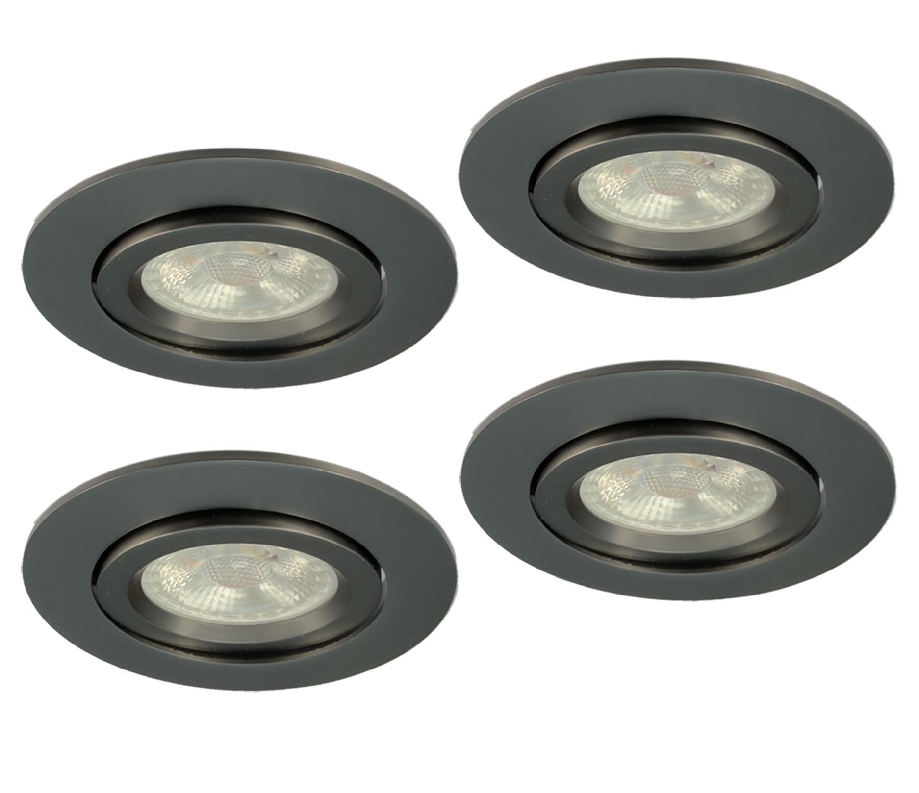 Set van 4 Inbouw Inbouw Ledspot Dublin, Gun Metal, 6 Watt, IP44 ...