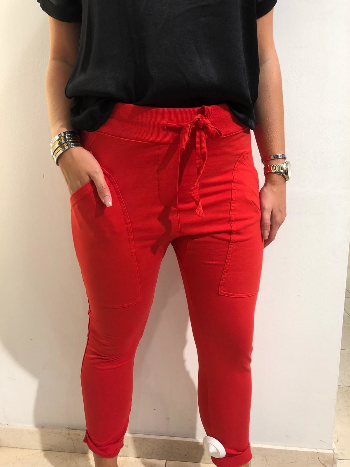 WENDY TRENDY Joggingbroek Rood 17 met opgestikte zakken 68139D ...