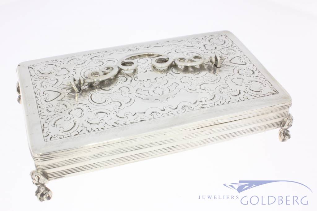 Antique silver spoon box Dutch 1854 - Goldberg