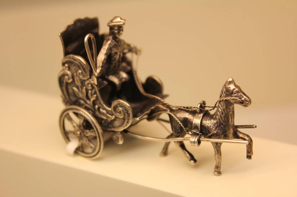 zilveren miniatuur paard en wagen - Goldberg