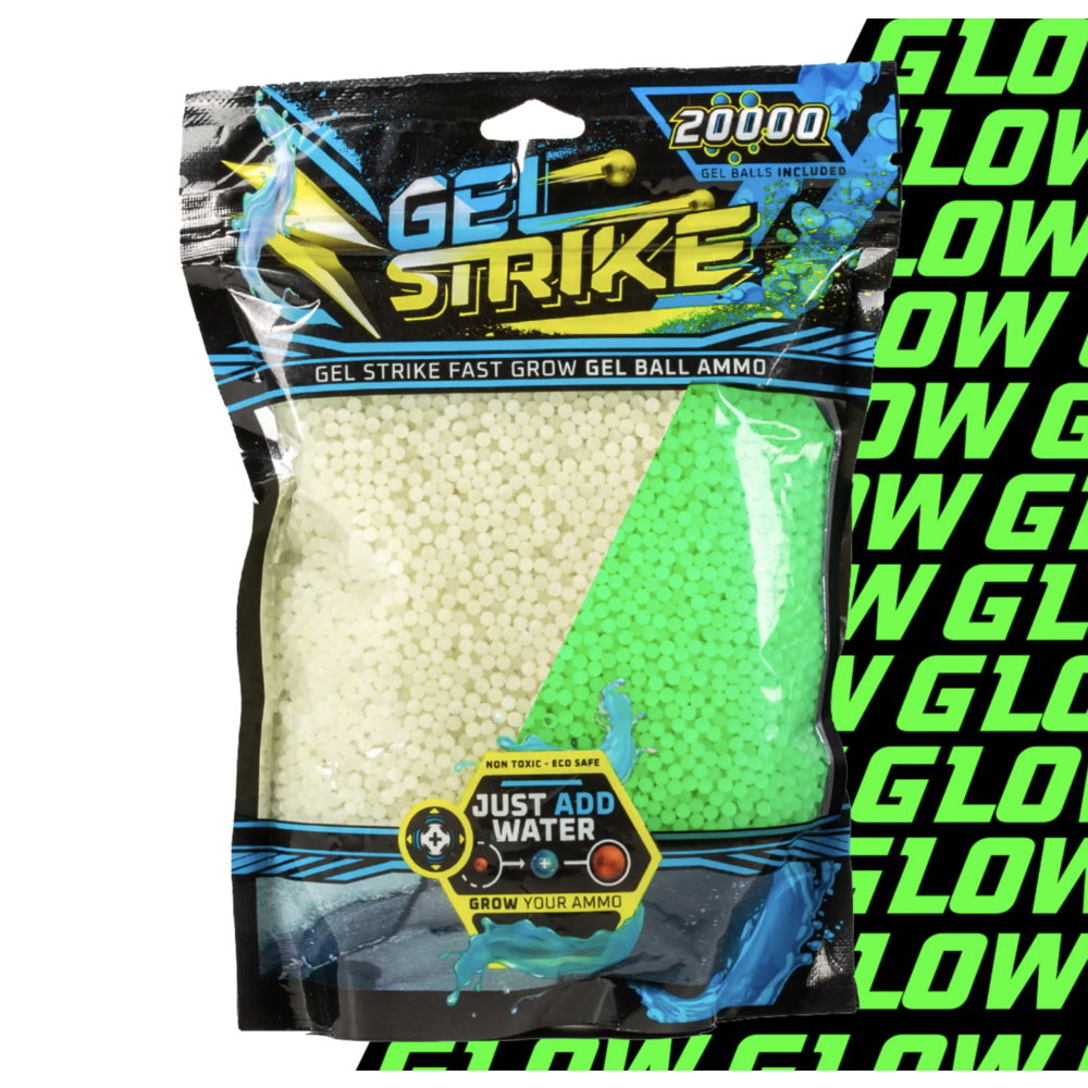 GelStrike Pro Formula Gel Blaster Gellets 20.000 Pack (Glow In the Dar ...
